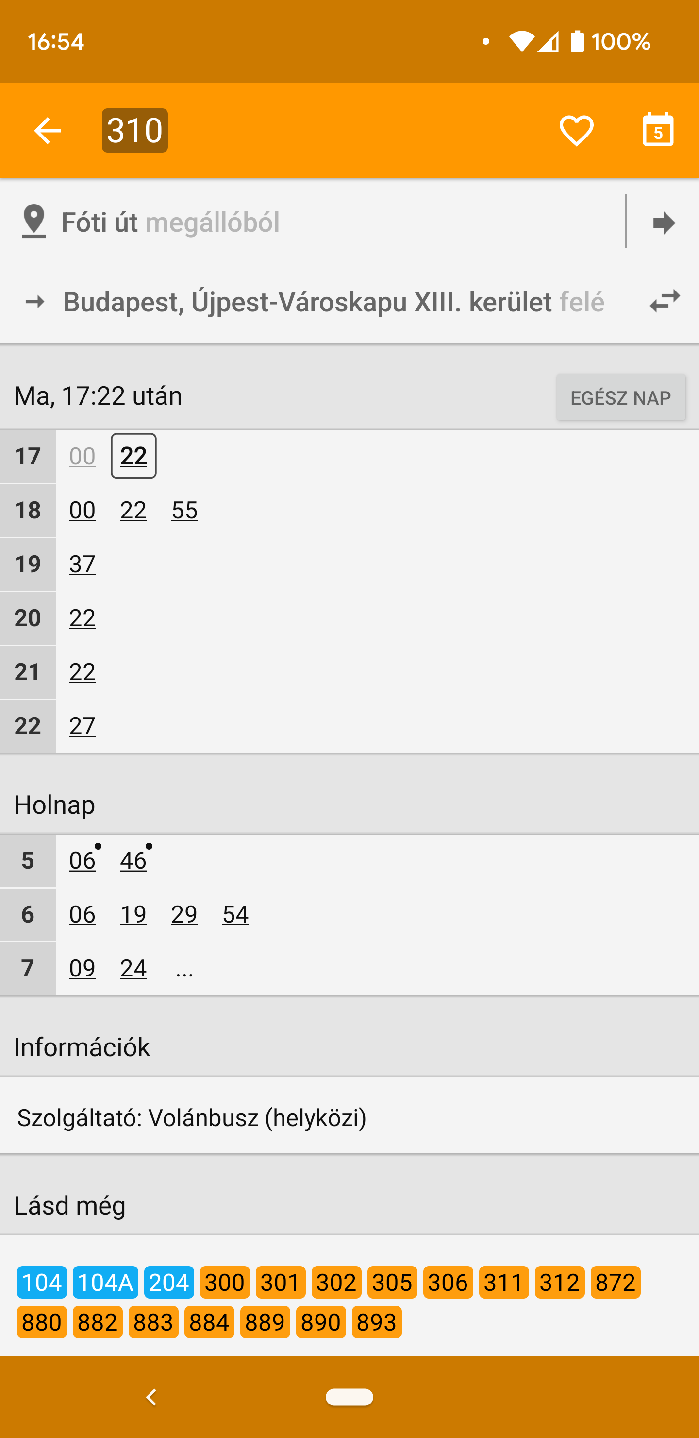 Volánbusz menetrendek Budapesten